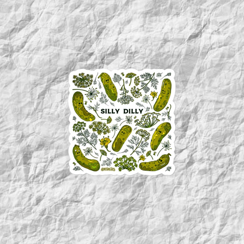 Silly Dilly - Happy Pickle Sticker by Emsmiles - Etsy