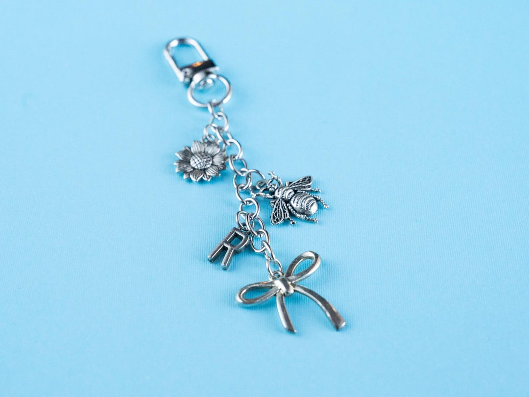 Custom Charm Keychain: Personalized Silver Bag Accessory - Etsy