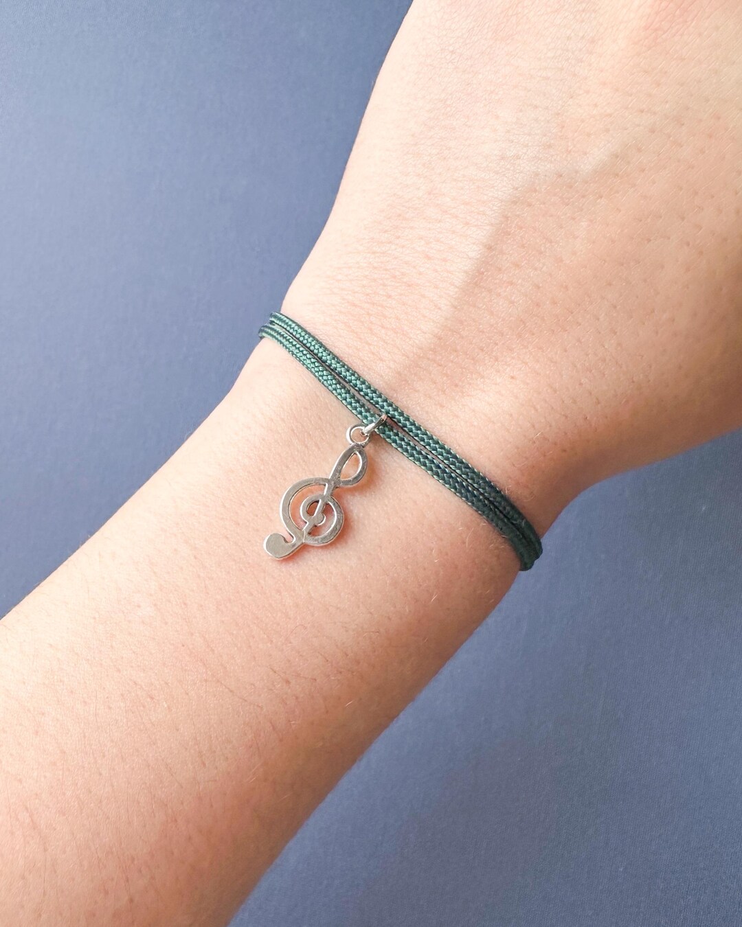 Treble Clef Music Charm Bracelet, Choose Your Color String Cord, Add ...