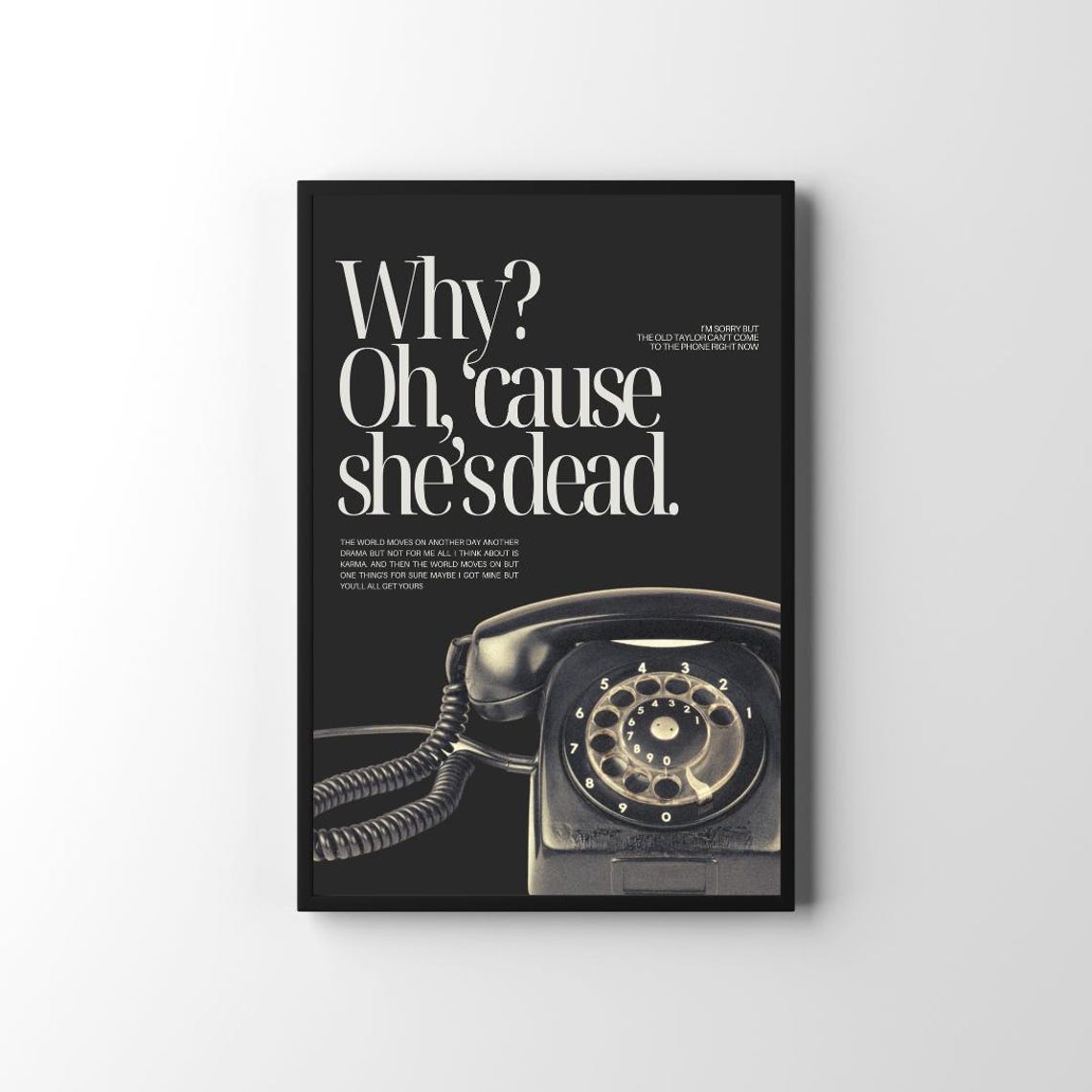 Taylor Inspired Reputation Poster Halloween Wall Art Print Dark ...