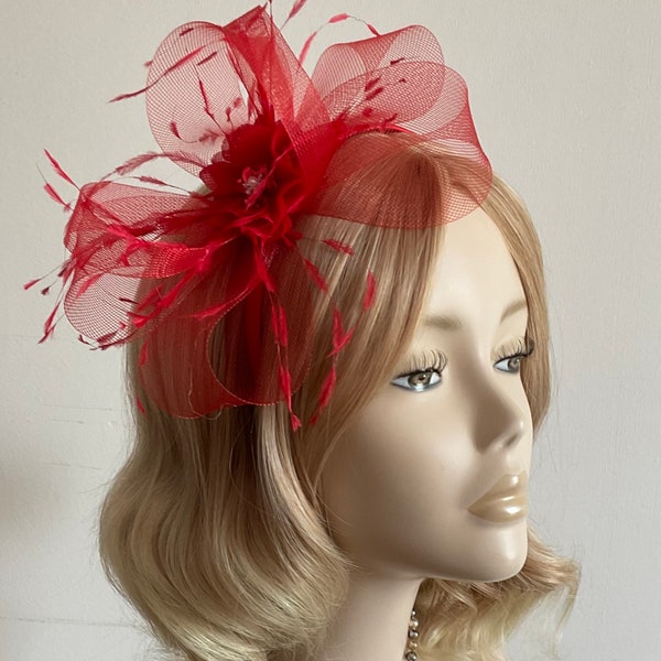 Red Fascinator - Etsy UK