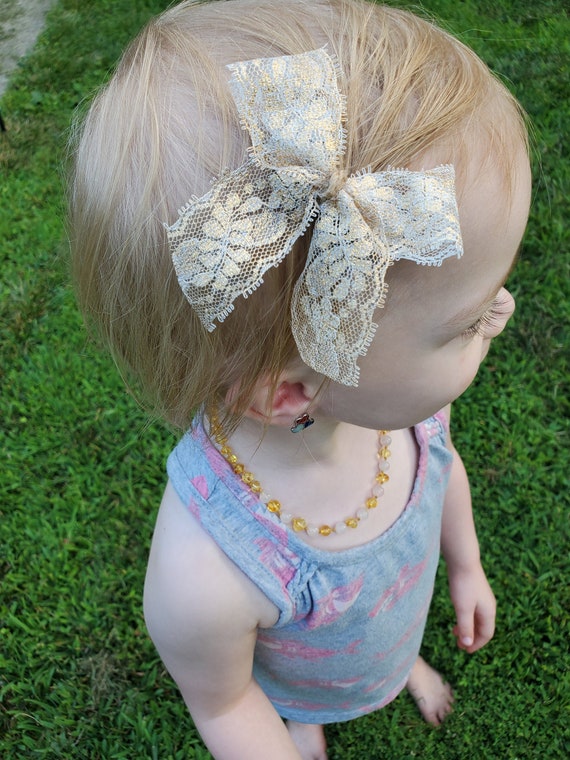 Gold Lace Bow school girl bow sailor bow American girl | Etsy