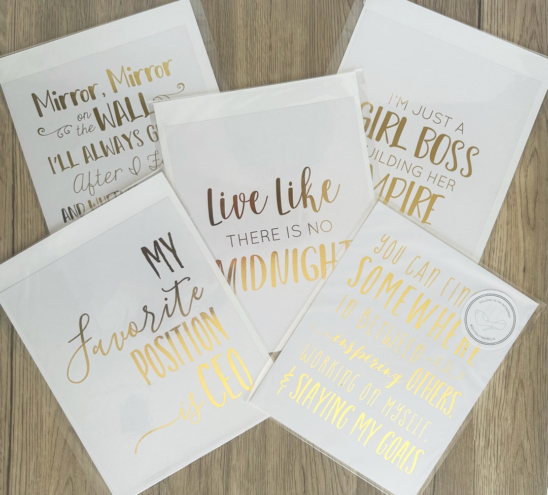 Inspirational Gold Foil Prints 8x10, Gold Foil Wall Art, Inspirational ...