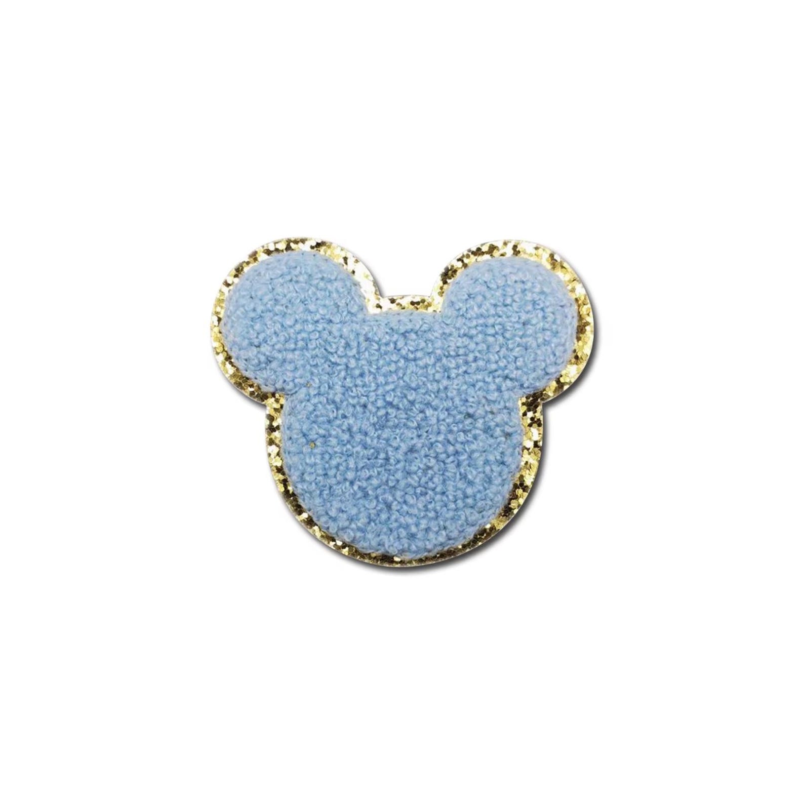 Light Blue Chenille Glitter Mouse Head Patch, Mouse Head Patch, Mouse ...