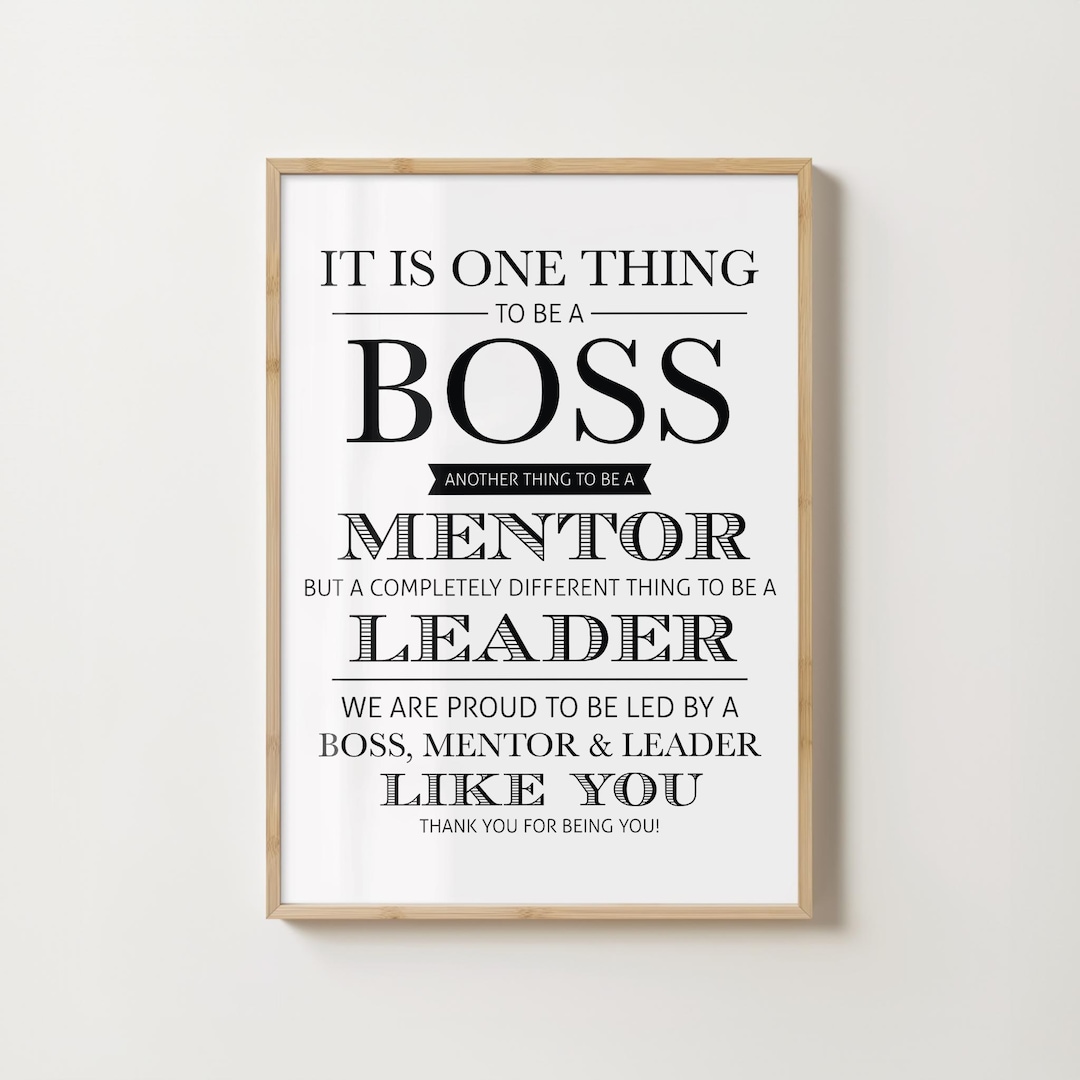 Boss Day Gift Office Wall Art Printable Thank You Gift Inspirational ...
