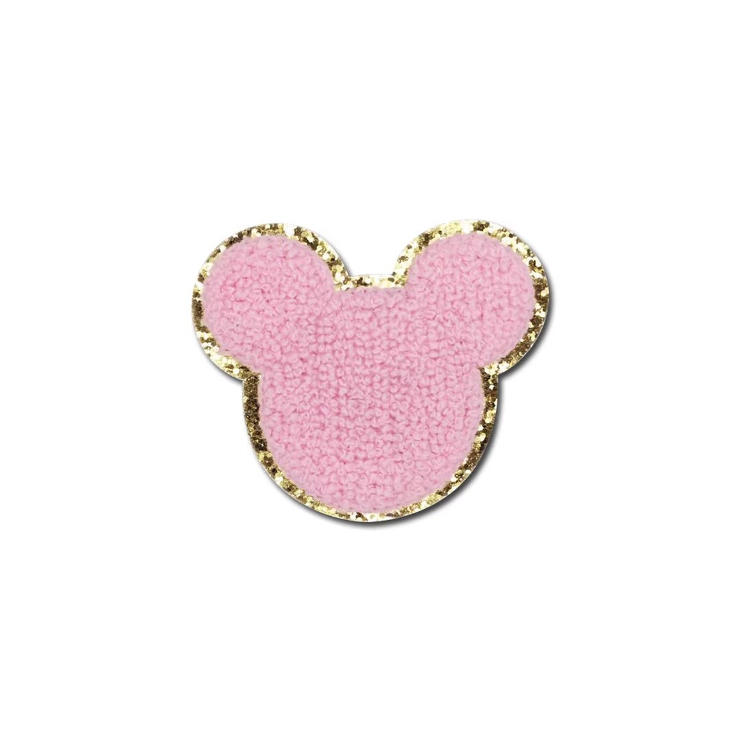 Blush Pink Chenille Glitter Mouse Head Patch, Mouse Head Patch, Mouse ...