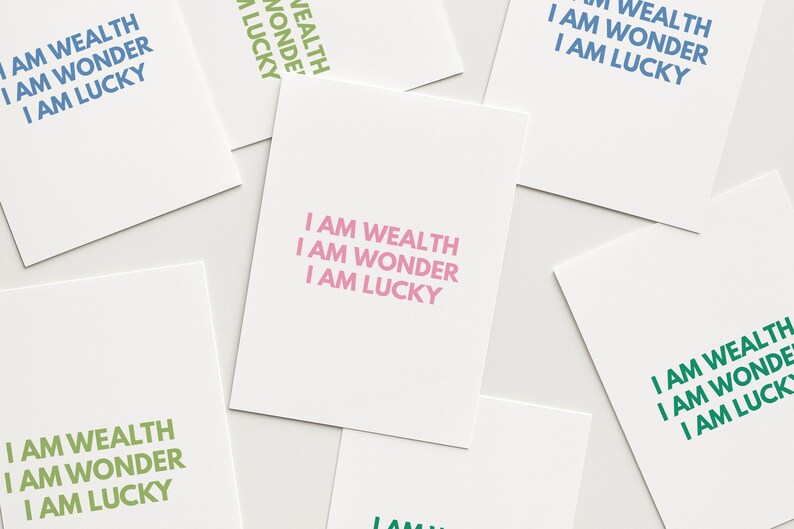 I Am Wealth Wonder Lucky Quote Positive Mindset Wall Art Abundance ...