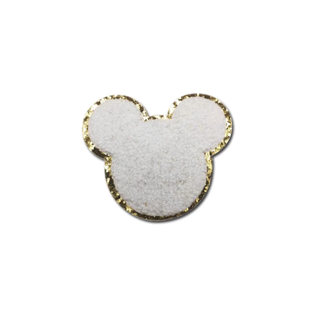 White Chenille Glitter Mouse Head Patch White Mouse Head Patch Mouse ...