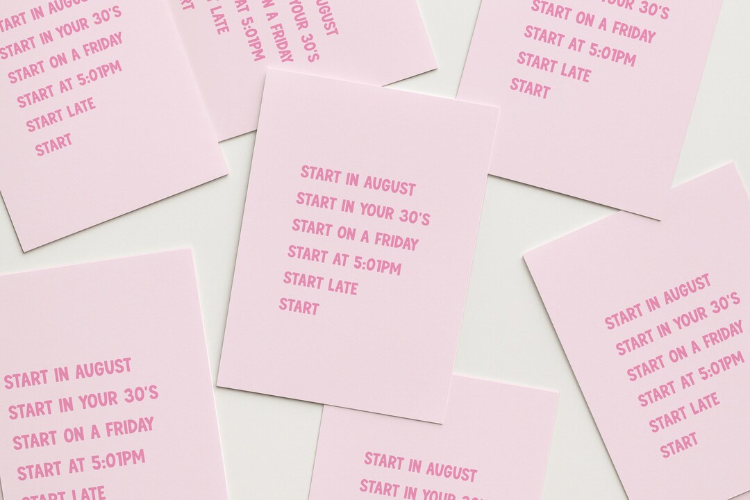 Just Start Affirmation Pink Quote Print Wall Art Positive Motivation ...
