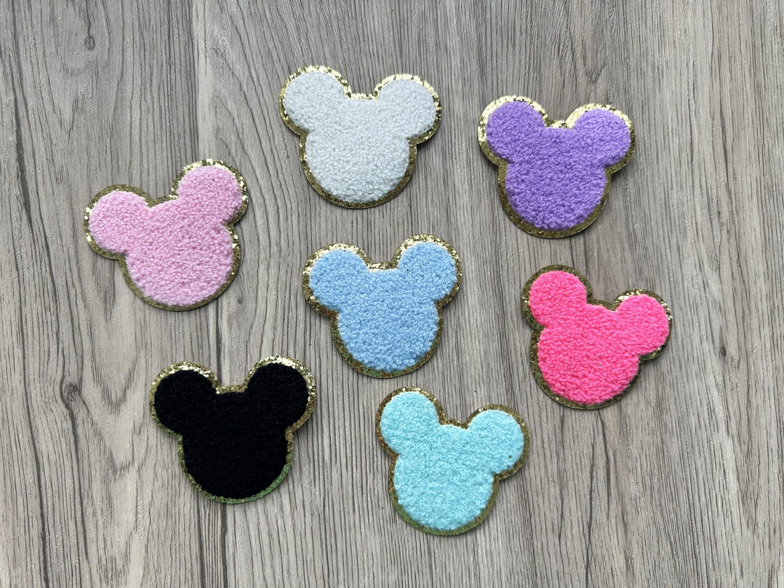 Light Blue Chenille Glitter Mouse Head Patch, Mouse Head Patch, Mouse ...