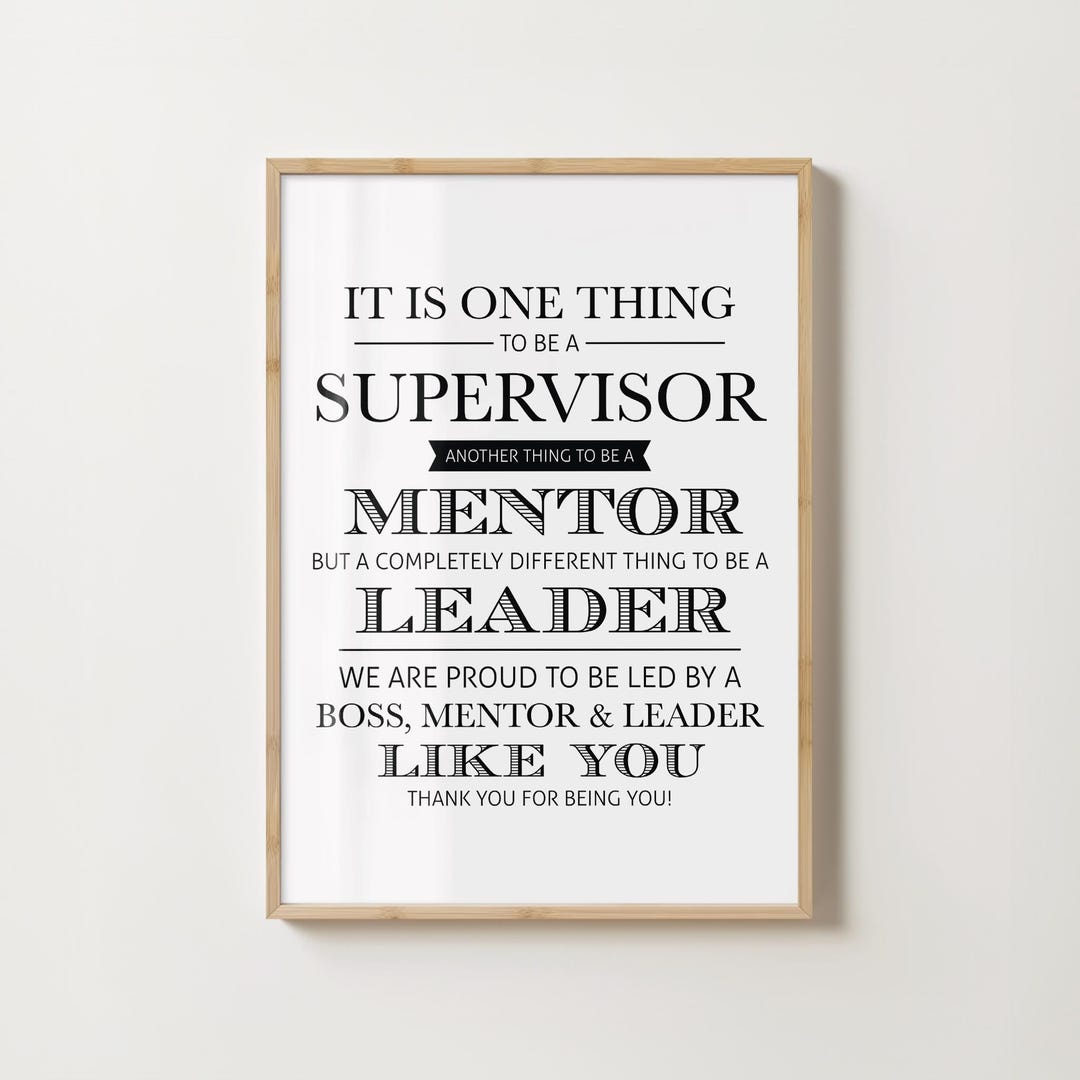 Supervisor Award Thank You Printable Gift Inspiration Mentor ...