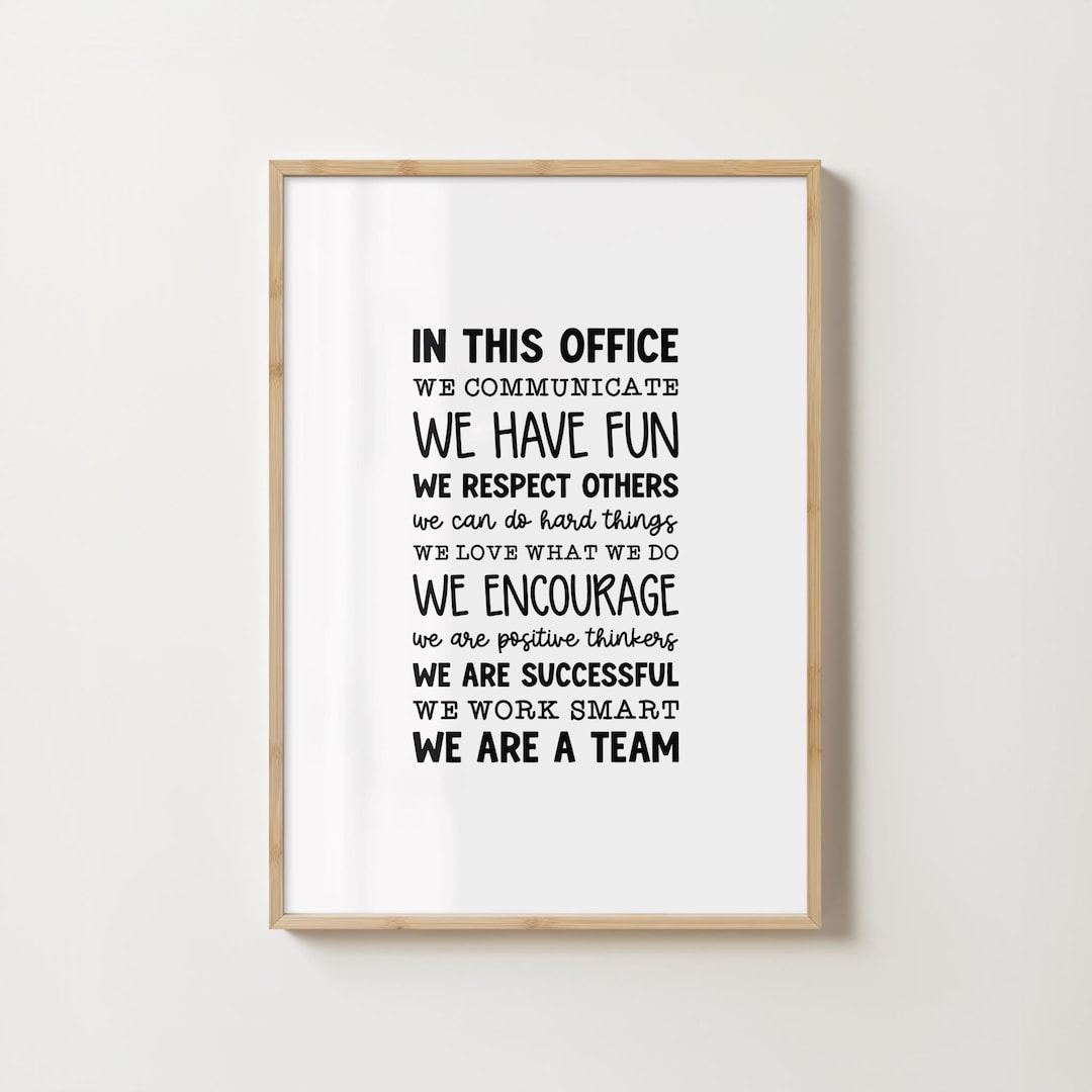 Office Rules Poster Printable Wall Decor Office Quotes Teamwork Artwork ...