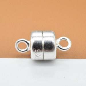 4 Sterling Silver Magnetic Clasps, 925 Silver Magnetic Clasps, Shiny ...