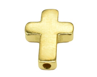 8mm 24k Shiny Gold Cross Beads, Cross Bracelet Beads, Tiny Cross Charm ...