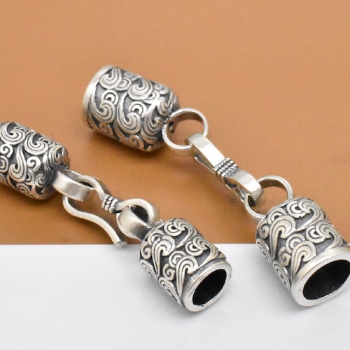 Sterling Silver End Cap With Cloud Design 925 Silver Leather - Etsy