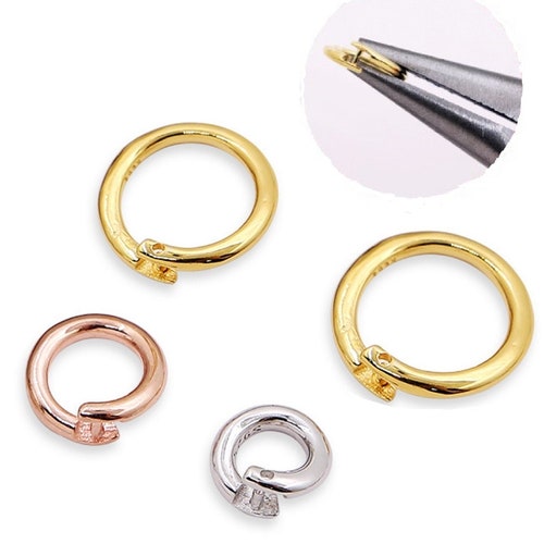 10pcs Sterling Silver Lock in Jump Rings Round Sterling | Etsy