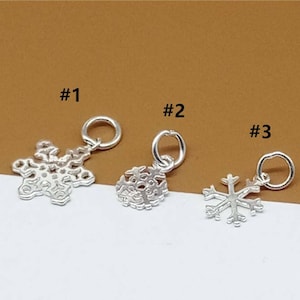 10 Sterling Silver Snowflake Charms, Snow Flake Charms, Winter Charms ...