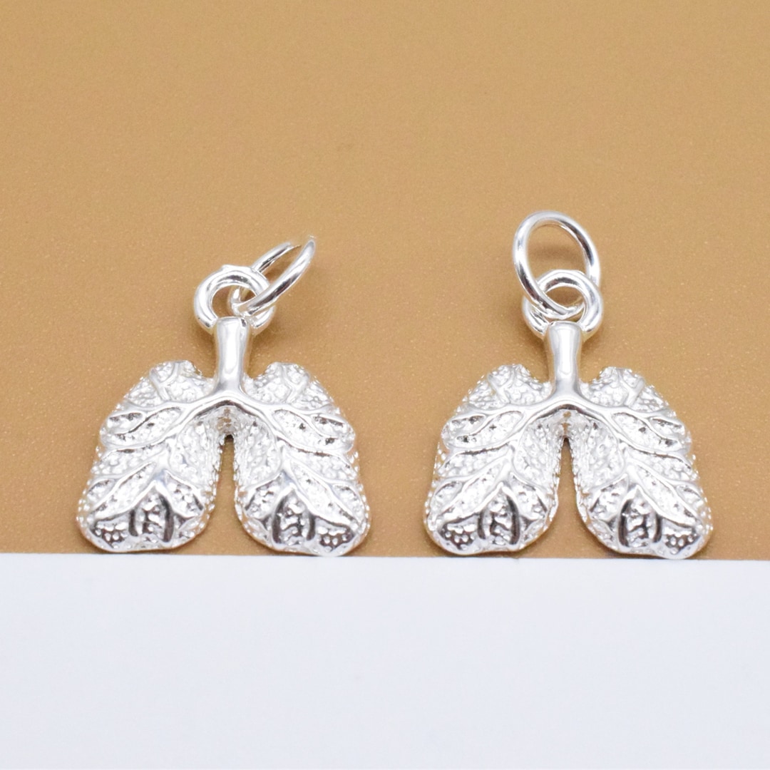 Sterling Silver Lung Charm, 925 Silver Anatomical Lung Charm, Shiny ...