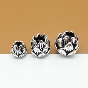 Sterling Silver Lotus Beads, 925 Silver Lotus Beads for Yoga Meditation ...