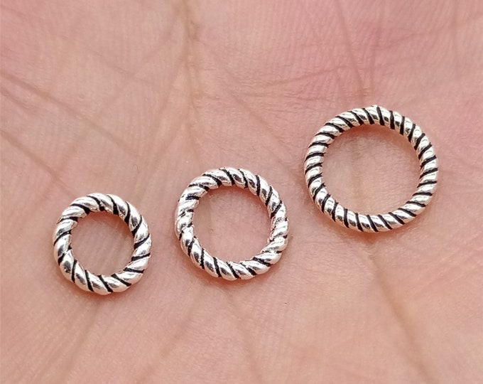 10 Sterling Silver Closed Jump Rings 13mm W/ Hammered Style - Etsy