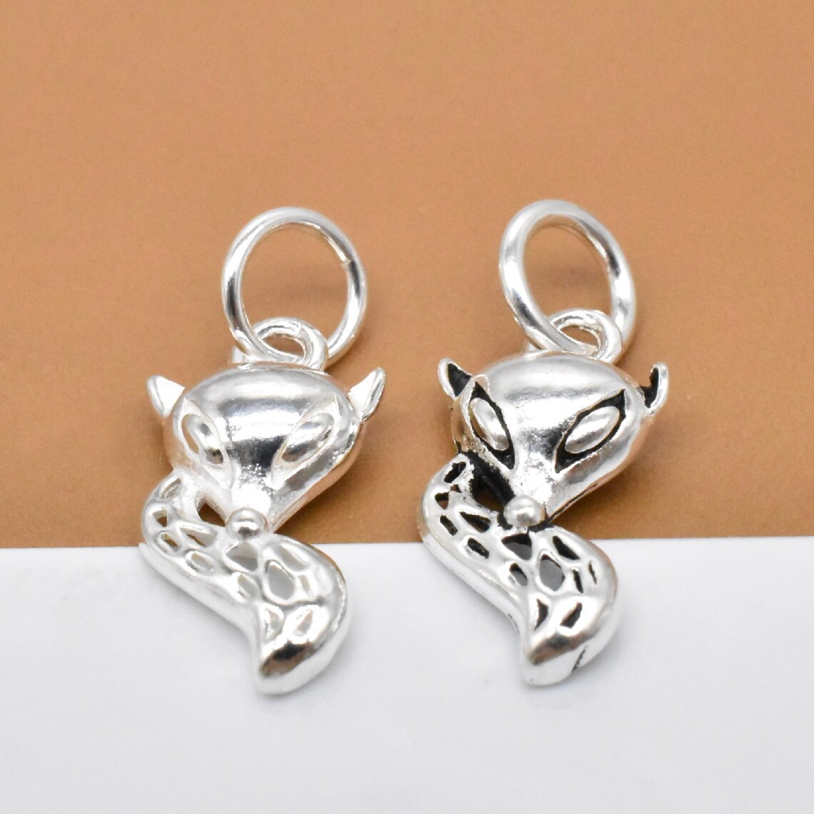 4 Sterling Silver Fox Charms, 925 Silver Fox Charms, Fox Pendants ...