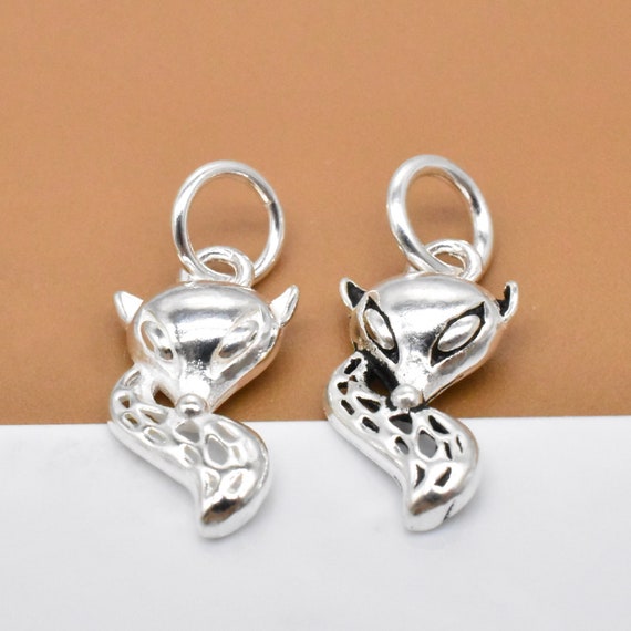 4 Sterling Silver Fox Charms 925 Silver Fox Charms Fox | Etsy