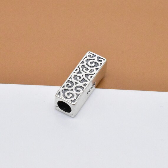 4 Sterling Silver Rectangle Tube Beads 925 Silver Swirl Bead | Etsy