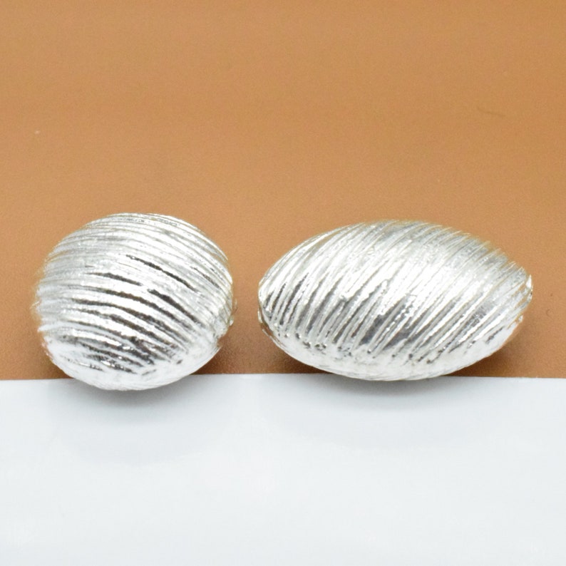 2 Sterling Silver Brushed Beads, 925 Silver Brushed Beads, Shiny Bead ...