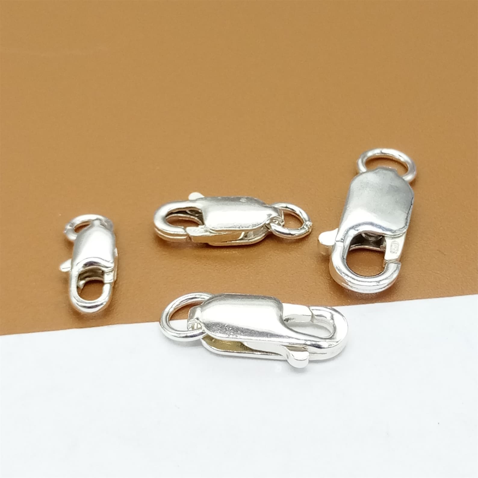 5 Sterling Silver Lobster Clasps Closed Jump Ring, 925 Silver Rectangle ...