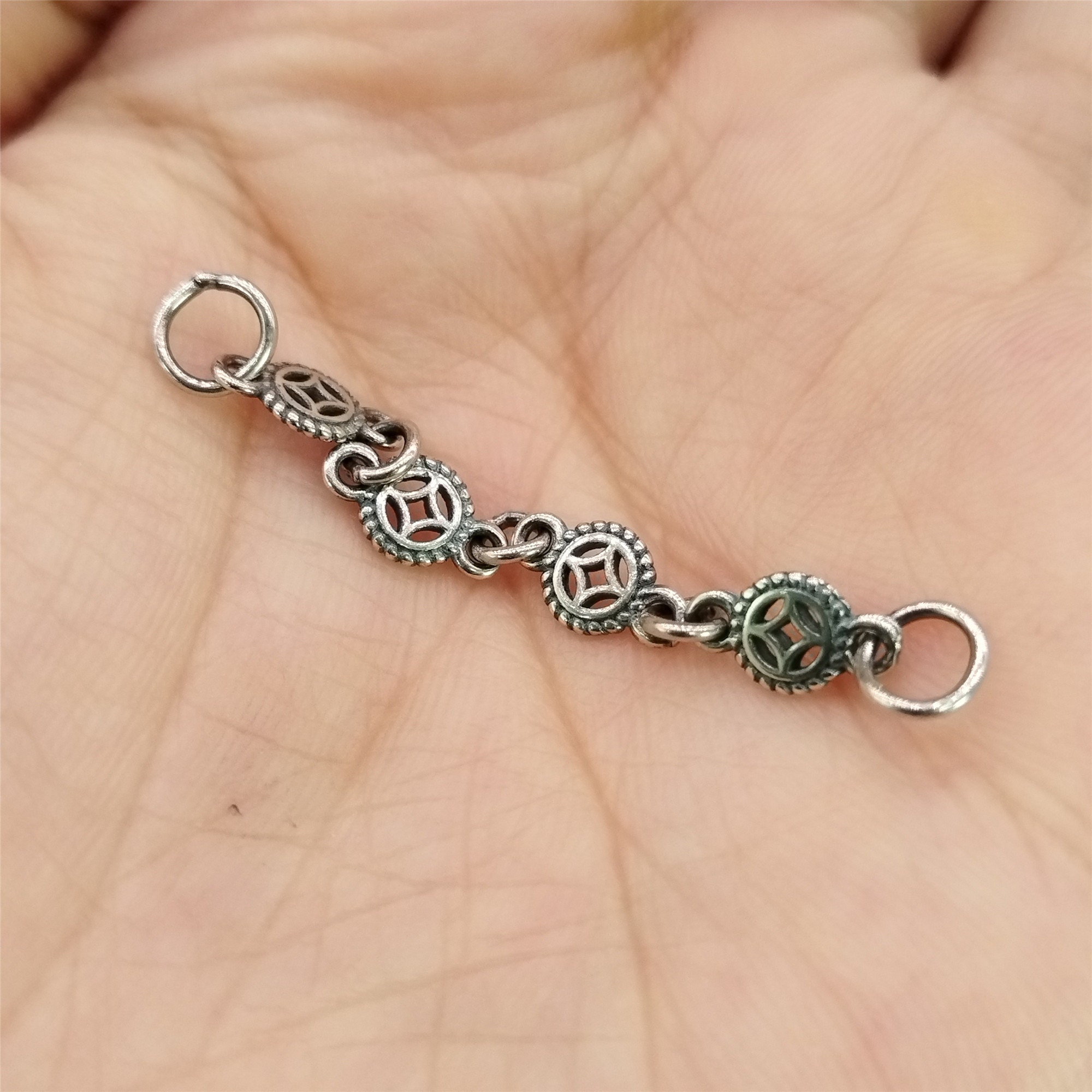 Sterling Silver Coin Connector Charm, 925 Silver Coin Charm 2-sided ...