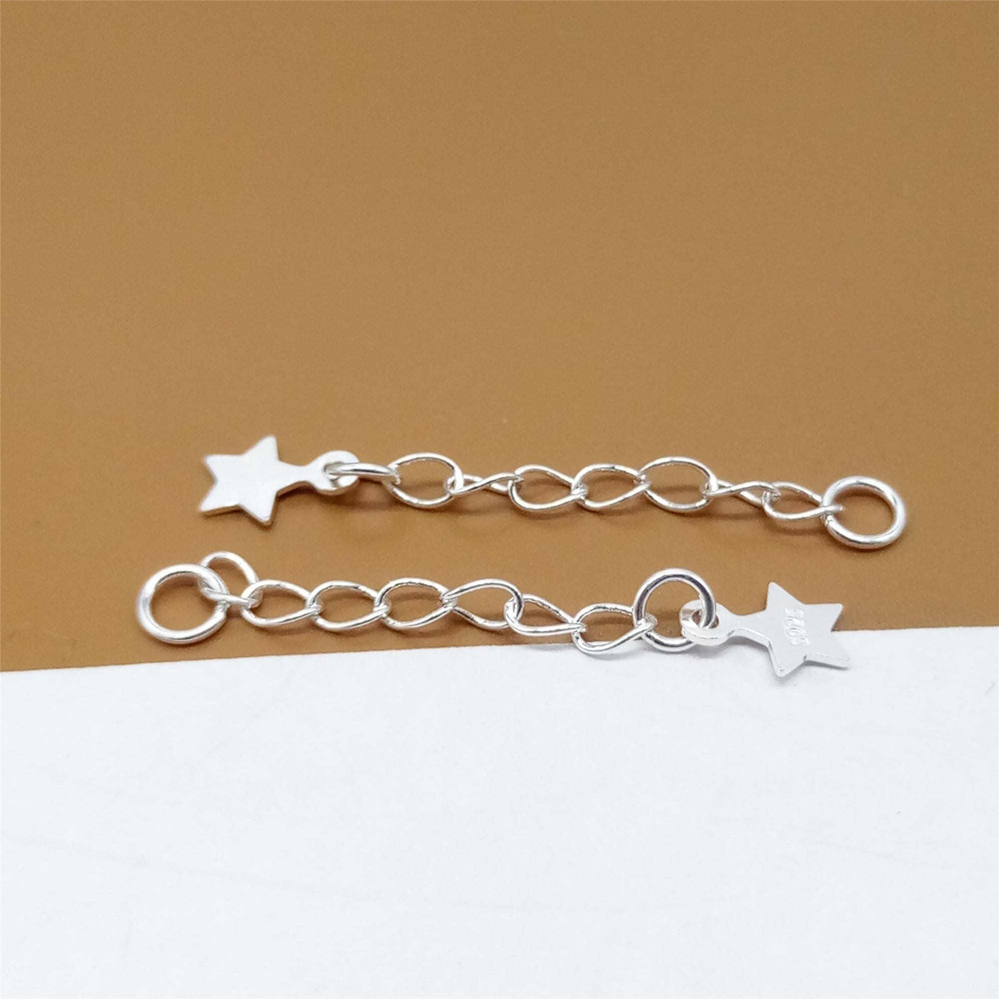 12 Sterling Silver Star Chain Extensions 925 Silver Pentagram | Etsy