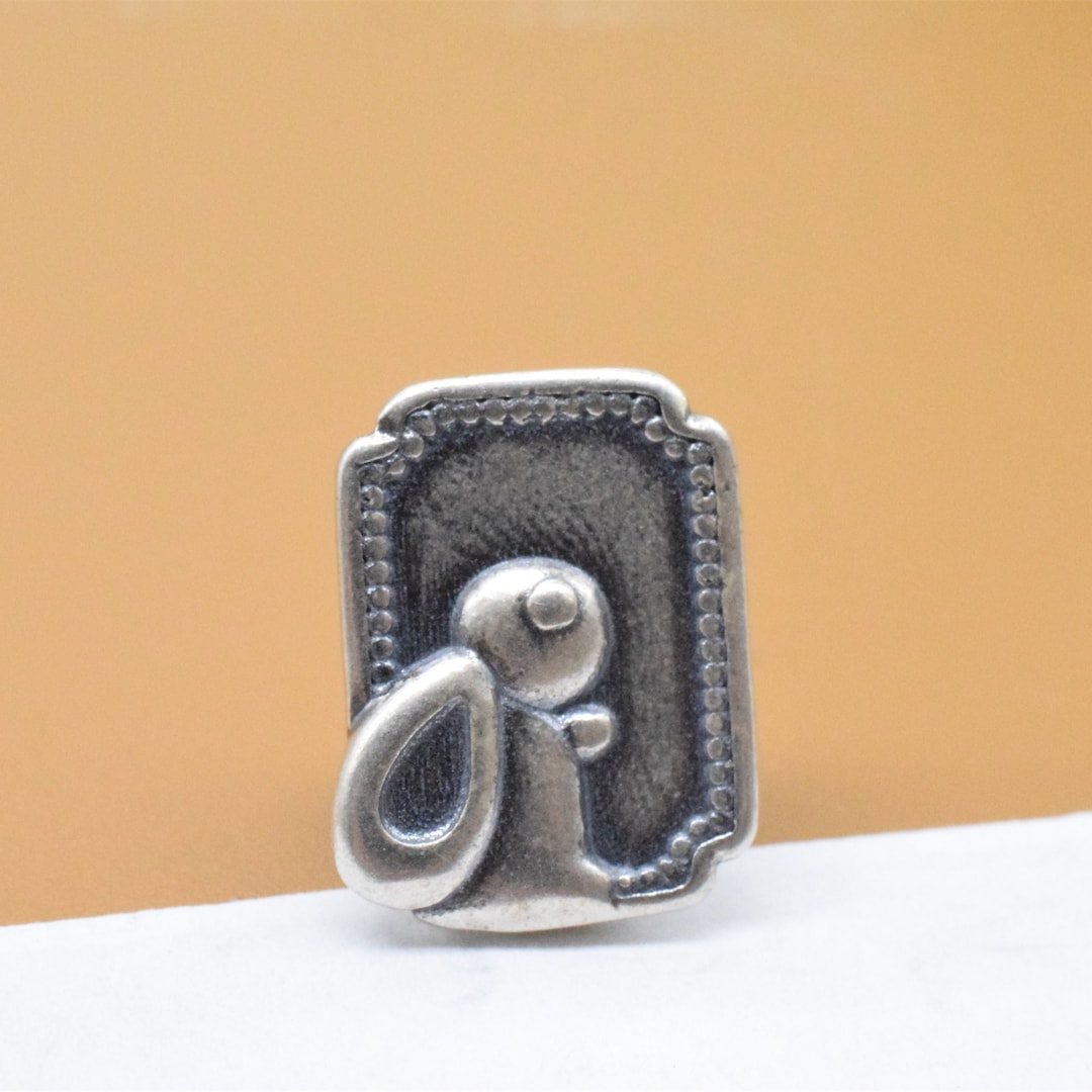 4 Sterling Silver Rabbit Button Clasps, 925 Silver Bunny Button Spacer ...