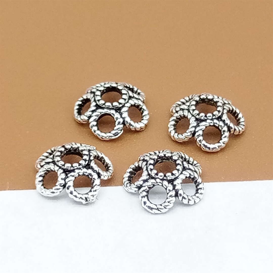 10 Sterling Silver Bead Caps, Bead Spacers, 925 Silver Bead Caps for ...