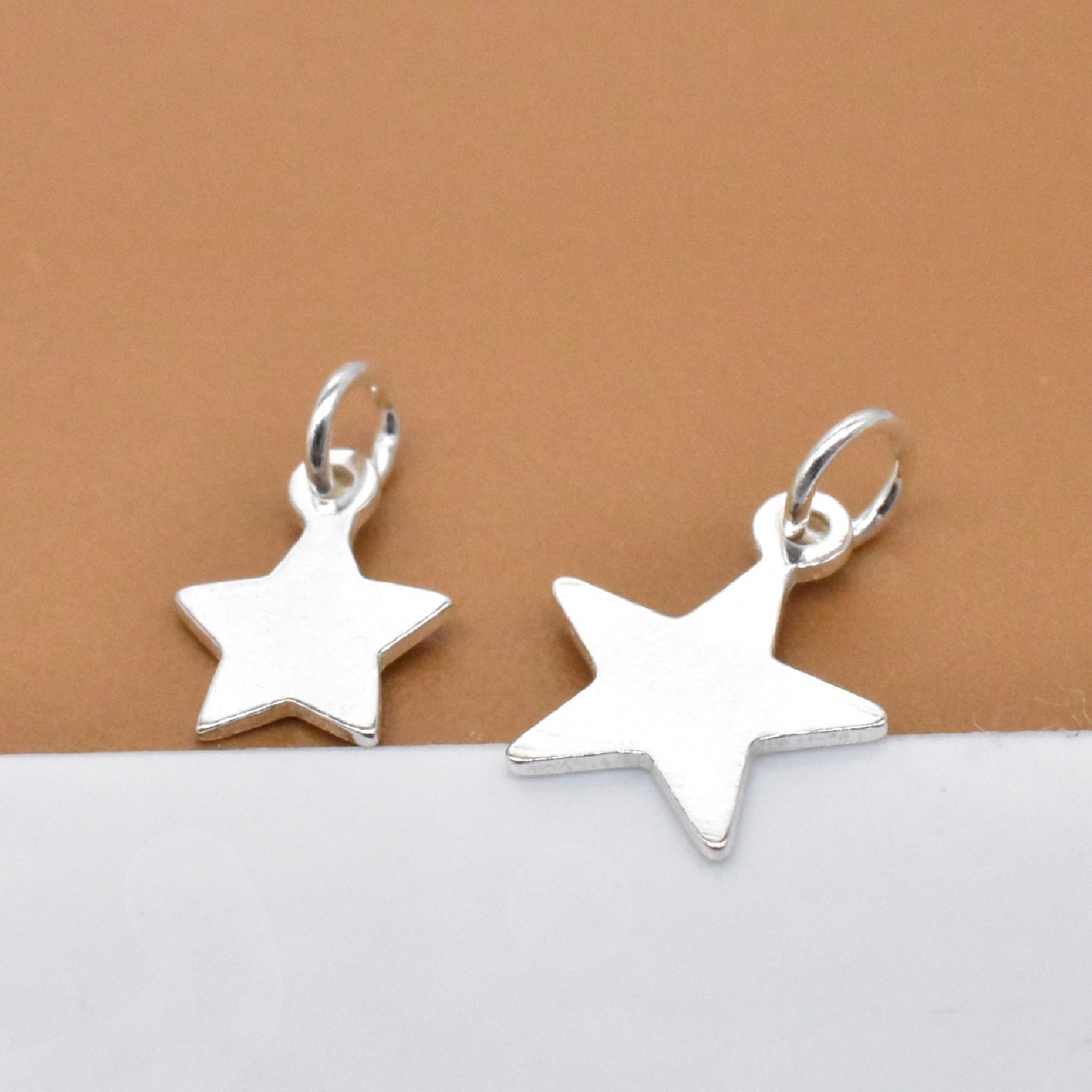 20 Sterling Silver Small Star Charm 925 Silver Shiny Star - Etsy