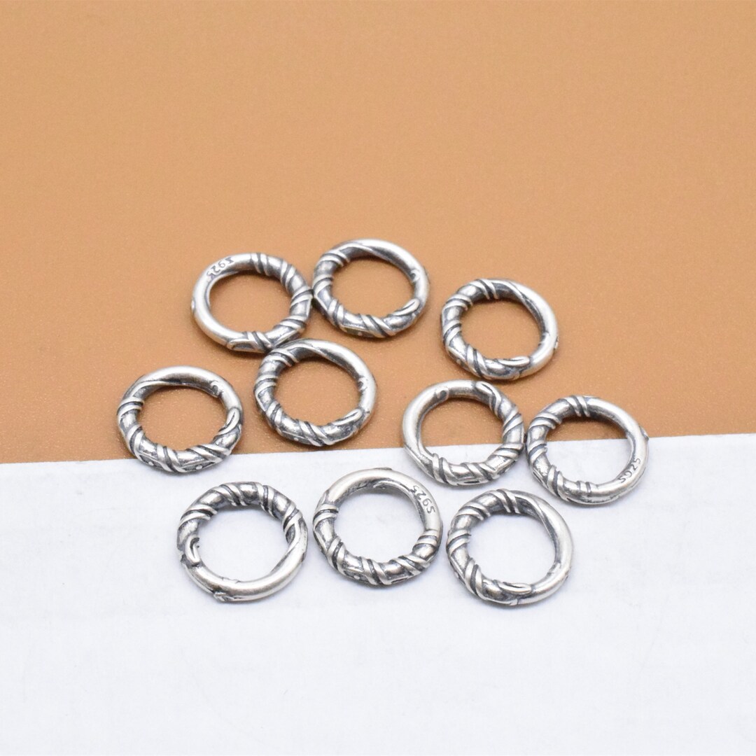 10 Sterling Silver Decorative Jump Rings 925 Silver Closed - Etsy