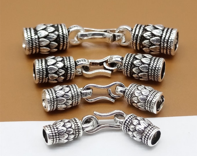 Sterling Silver End Cap With Cloud Design 925 Silver Leather | Etsy