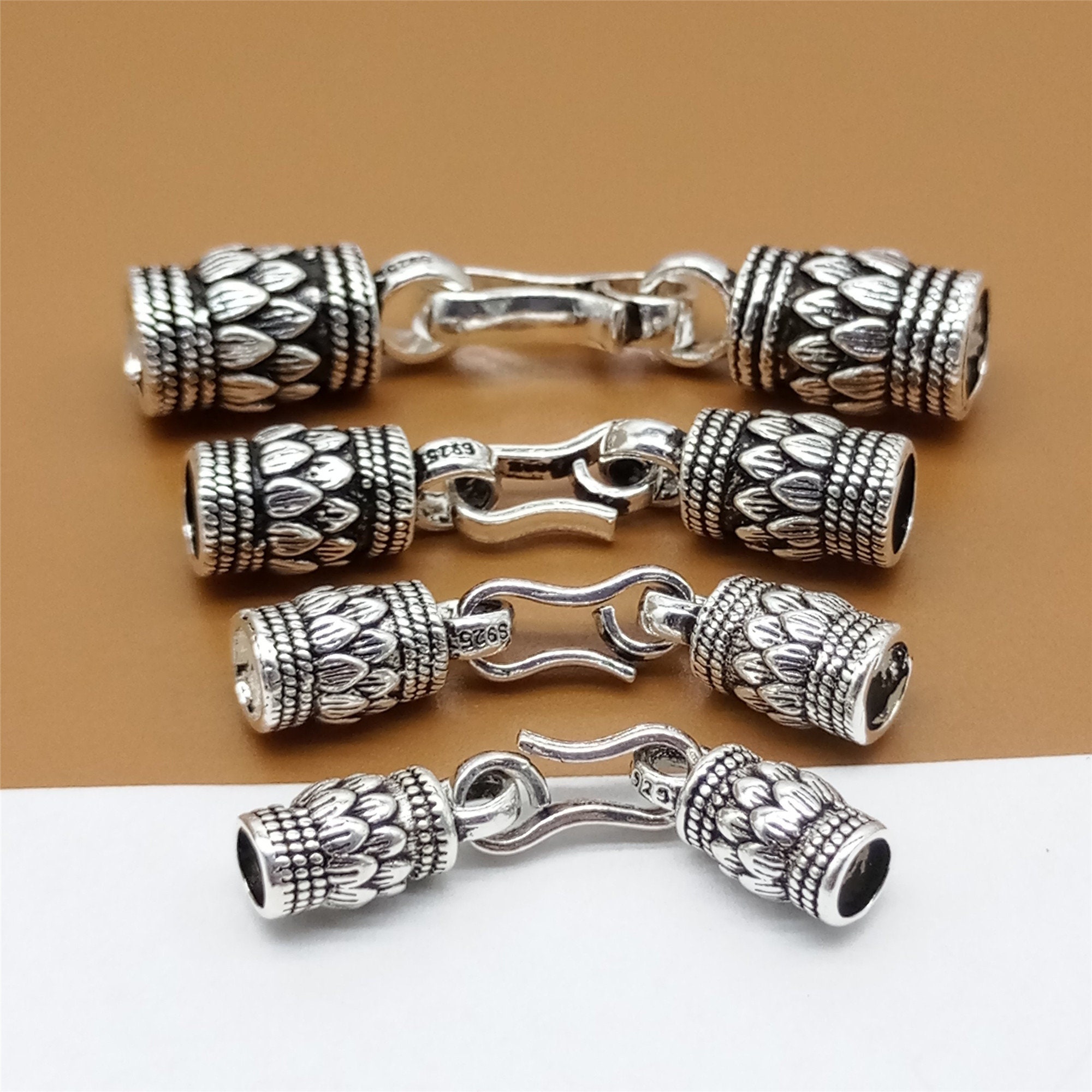 925 Sterling Silver Lotus Flower Cord End Cap Leather Cord - Etsy