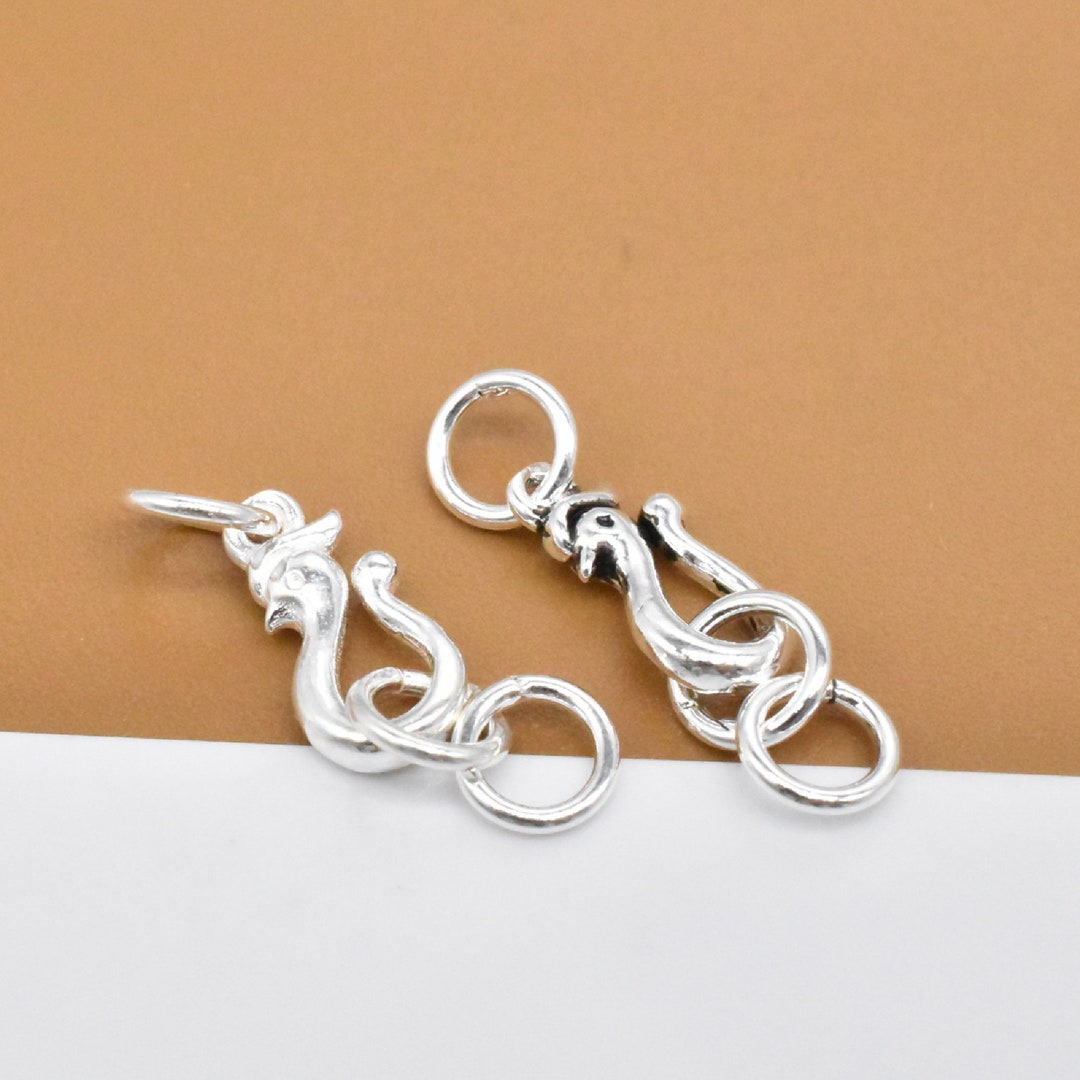8 Sterling Silver Swan Hook Clasp Connector, 925 Silver Swan Clasp ...