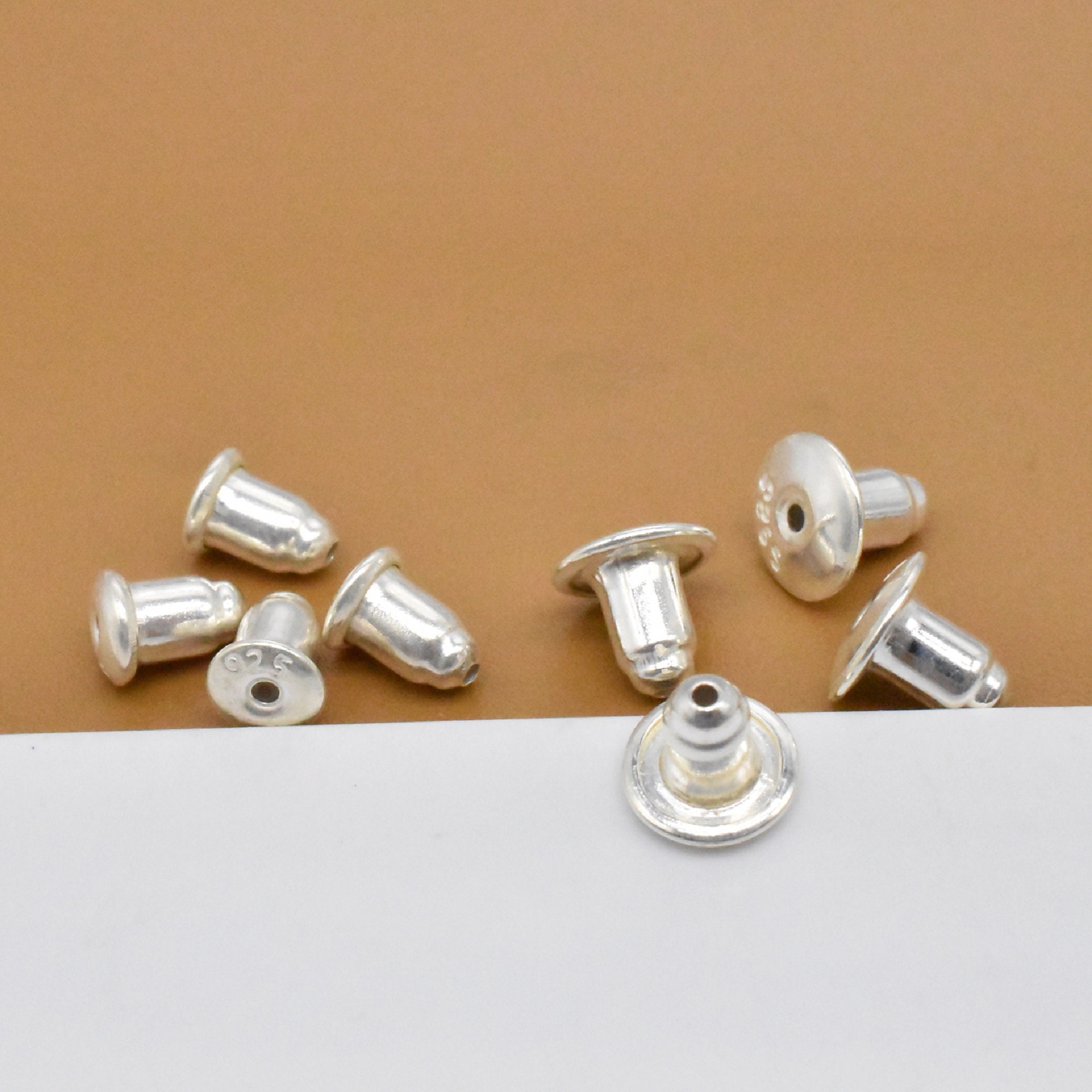 .925 Sterling Silver Bullet Clutch EarNuts 4.7mmX5.6mm 10 pcs 20 Pcs ...