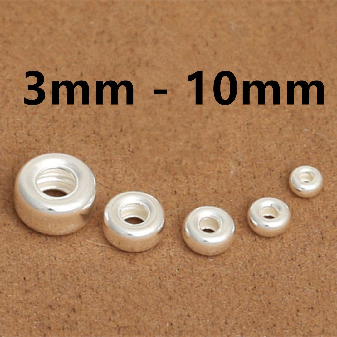 Sterling Silver Donut Bead, 925 Silver Donut Bead, Pony Bead, Tire Bead ...