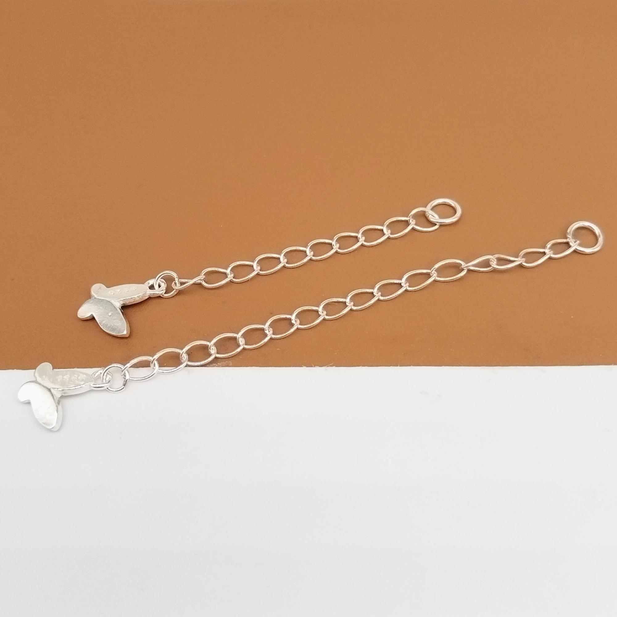 2 Sterling Silver Butterfly Extension Chains, 925 Silver Insect ...