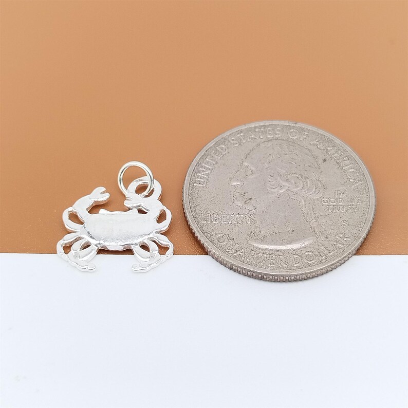 Sterling Silver Small Crab Charm, 925 Silver Crab Charm, Small Crab ...