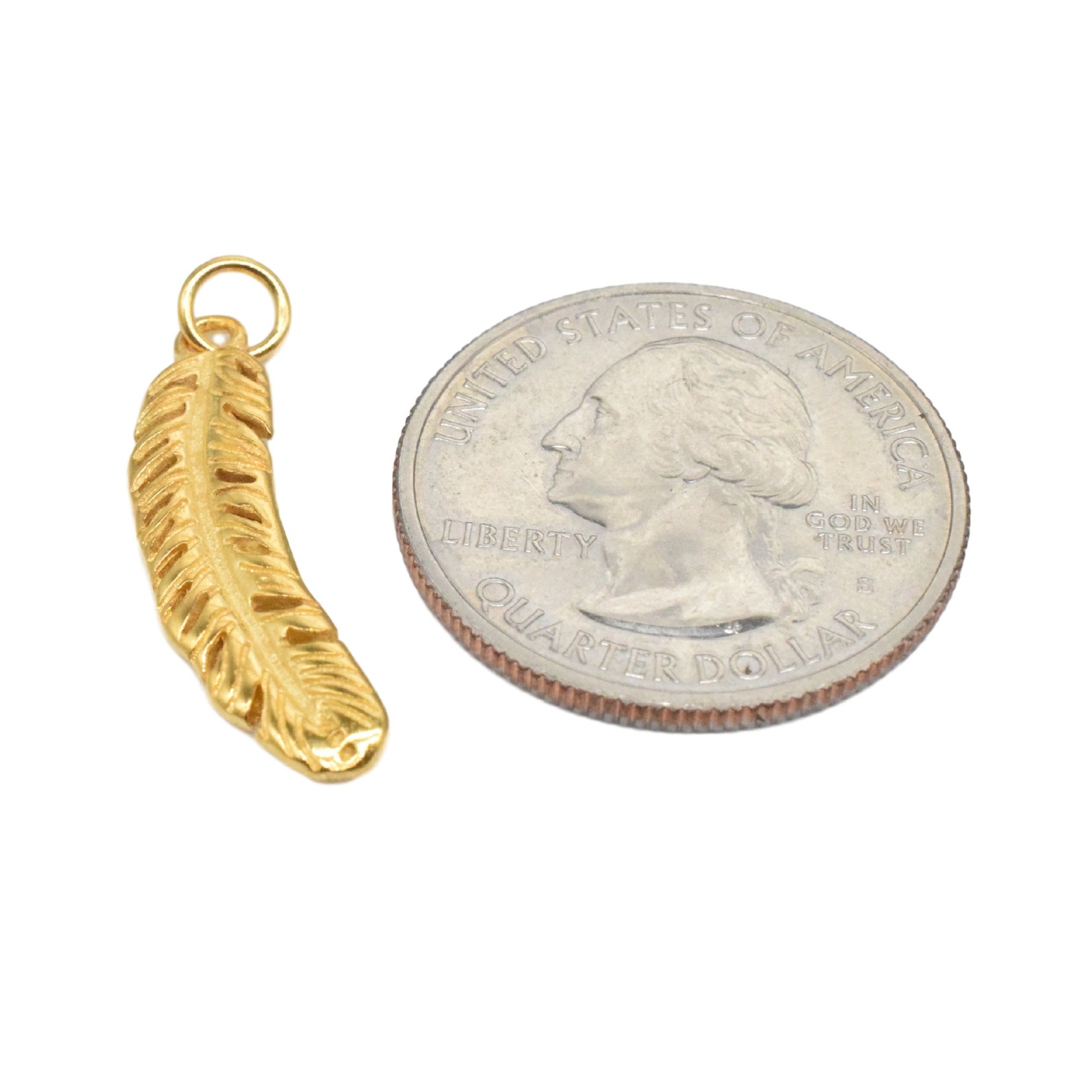 2pcs 18K Gold Vermeil Style Feather Charm 925 Sterling Silver - Etsy UK