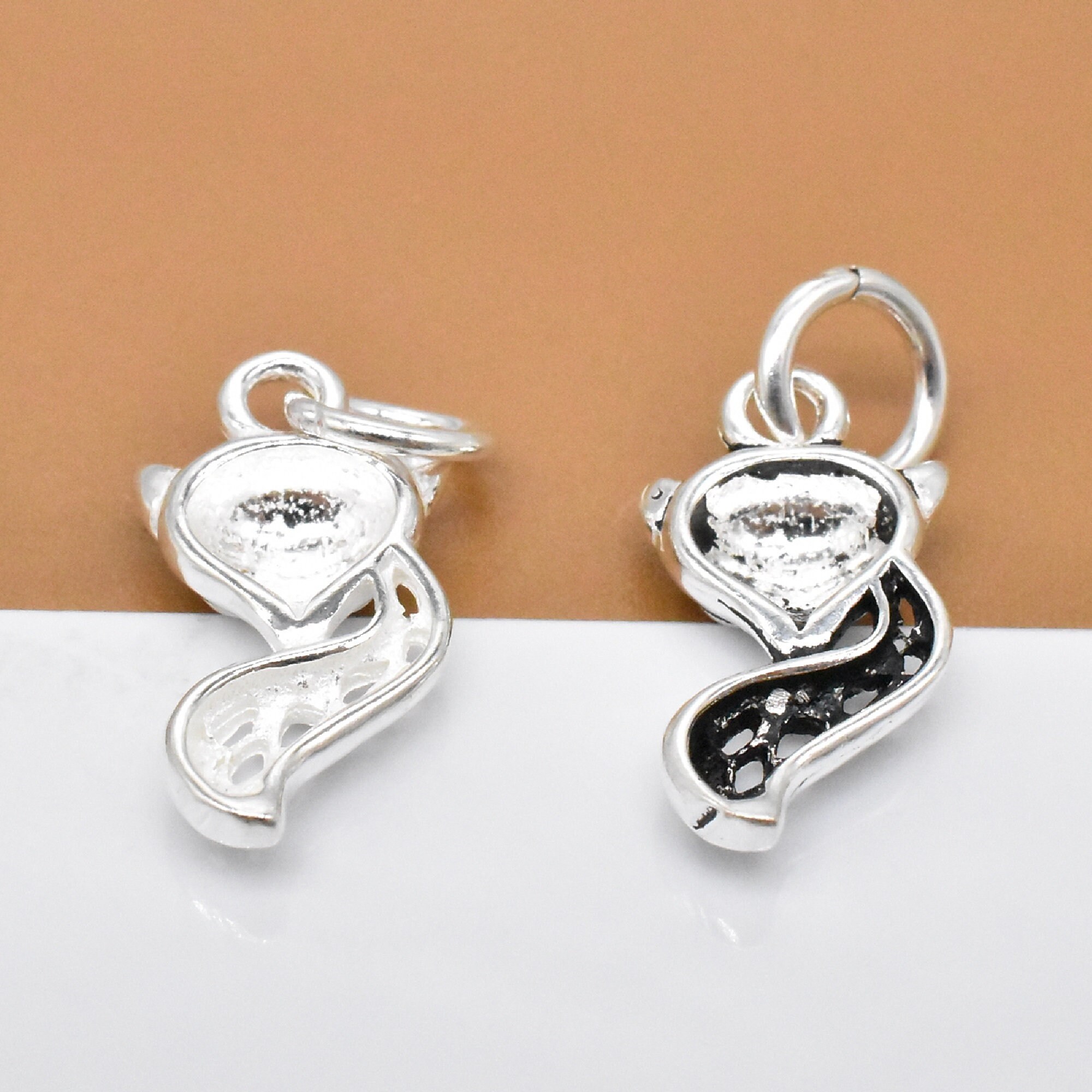 2 Sterling Silver Fox Charms, 925 Silver Fox Charms, Fox Pendants ...
