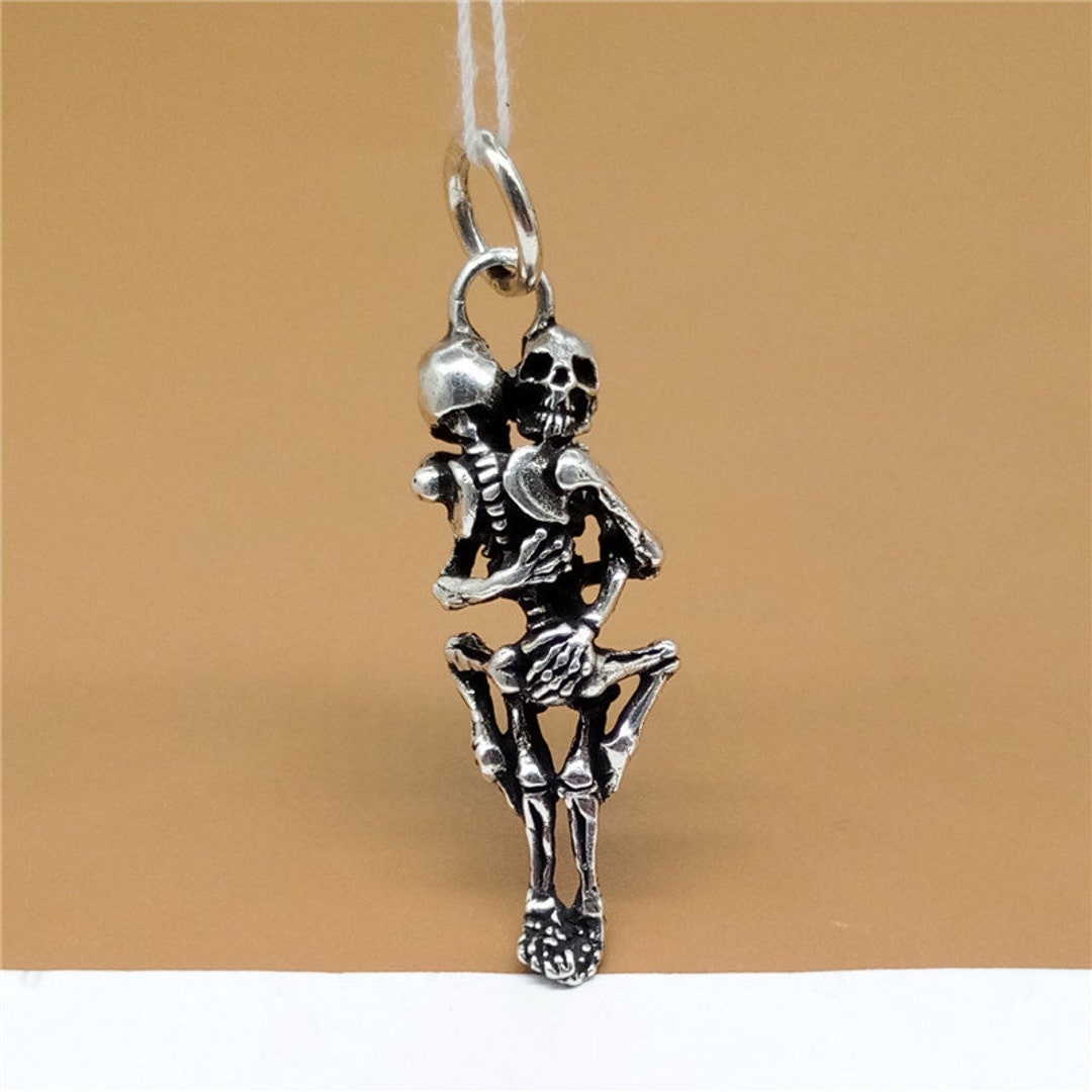 Sterling Silver Skull Forever Love Sex Pendant Silver Sex Skull Hug Pendant 925 Silver Skull