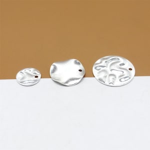 10 Sterling Silver Round Tag Charms, 925 Silver Circle Tag Charms, Coin ...
