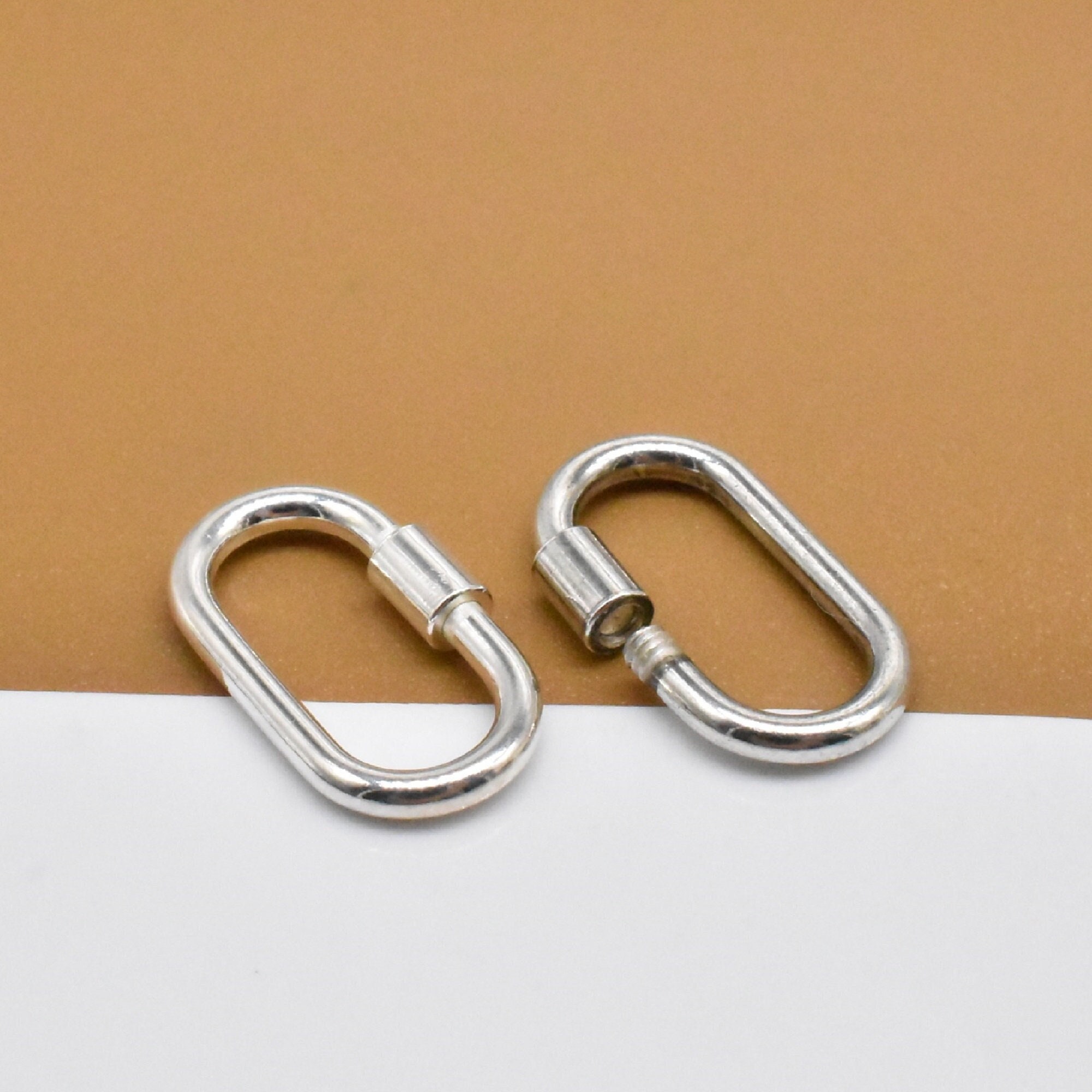 2 Sterling Silver Oval Screw Clasps 925 Silver Screw Clasps - Etsy