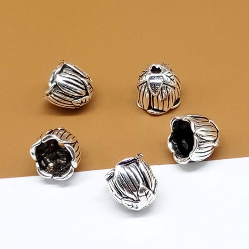6 Sterling Silver Bead Caps Bead Cones Caps for Tassel 925 | Etsy