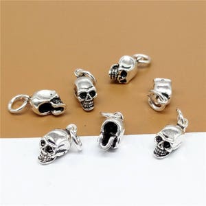 4 Sterling Silver Skull Charms, 925 Silver Skull Charm, Small Skull ...