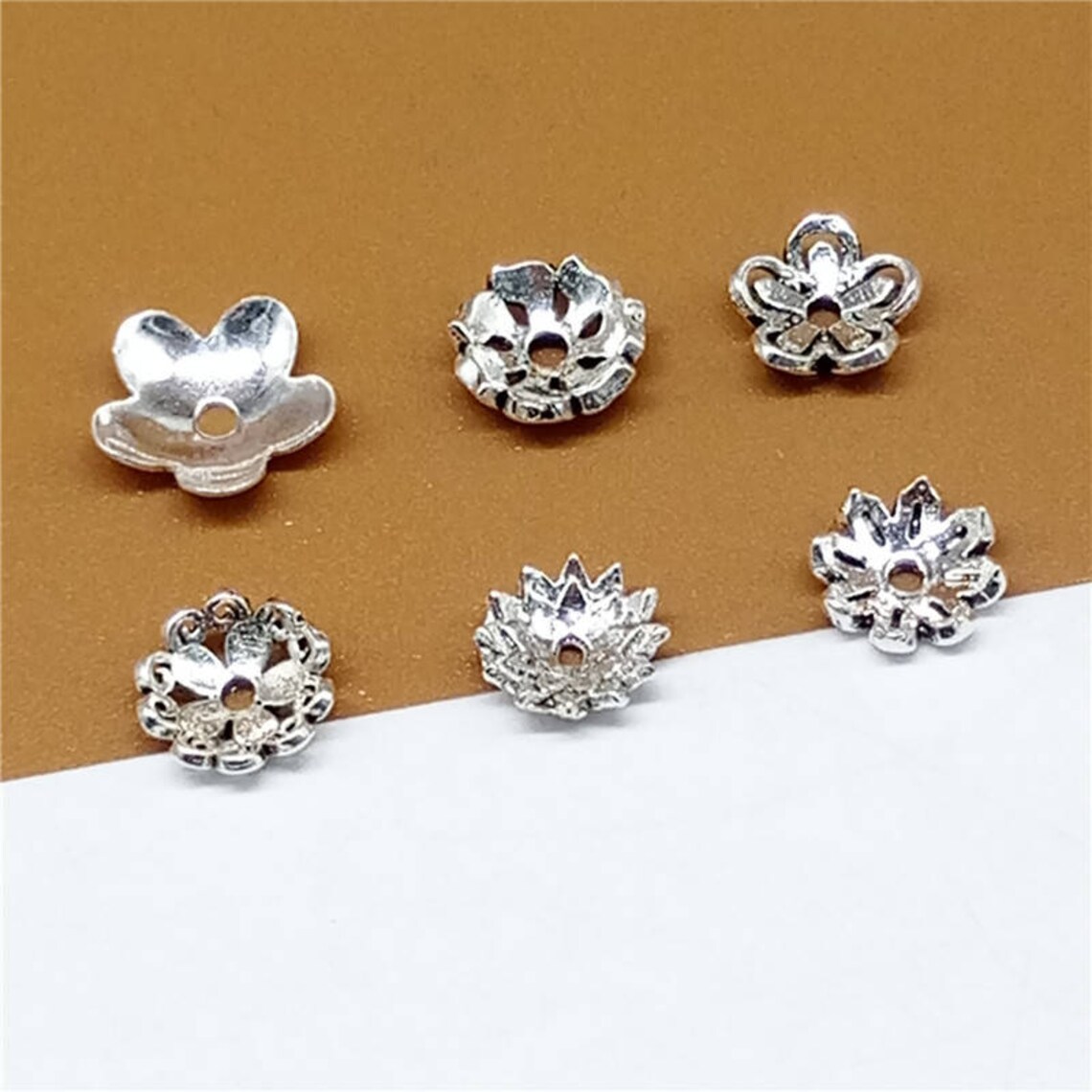 10 Sterling Silver Bead Caps 925 Stering Silver Bead Caps | Etsy